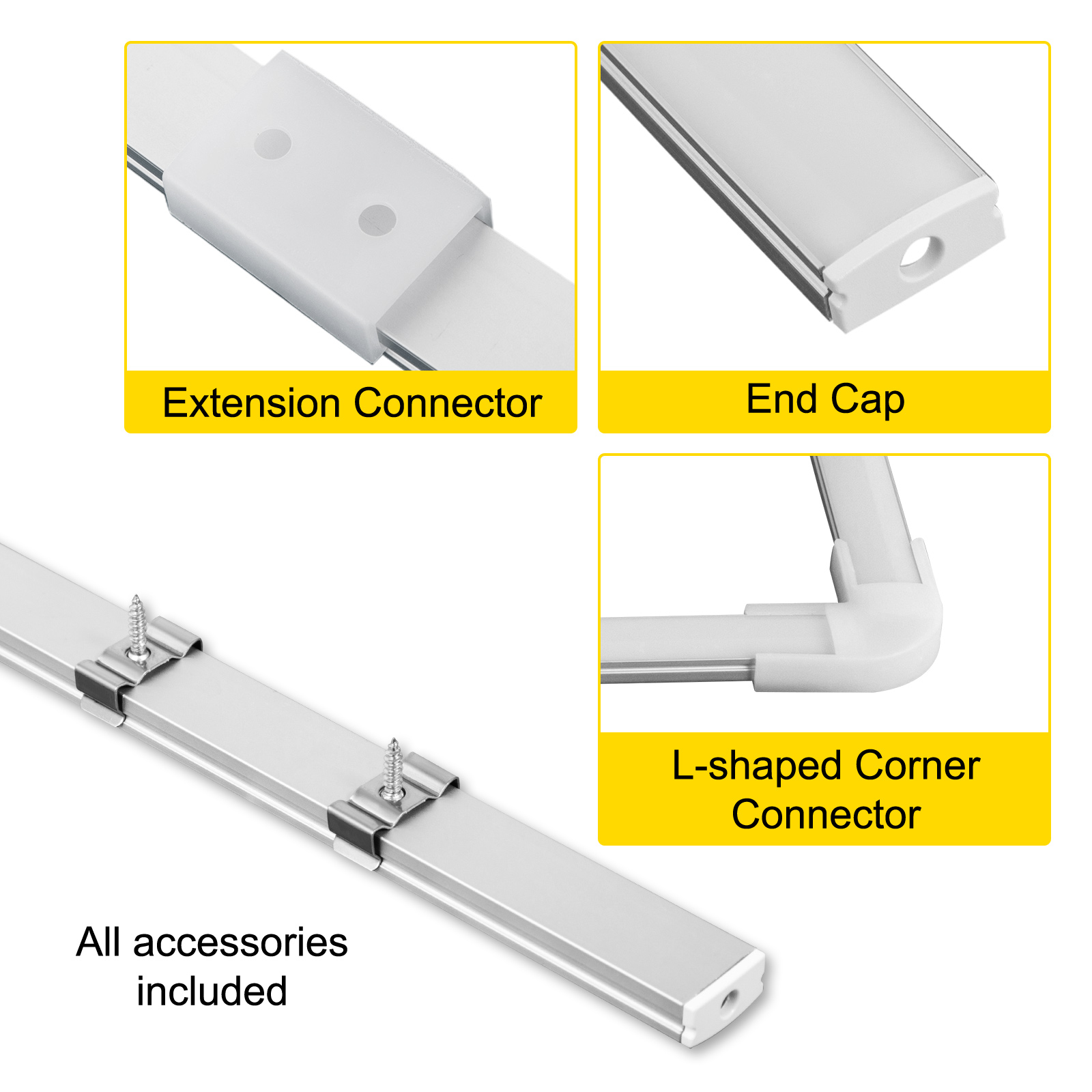 VEVOR LED U Channels, 10PCS 6.56FT LED Aluminum Channel System, U-Shaped LED Strip Light ...