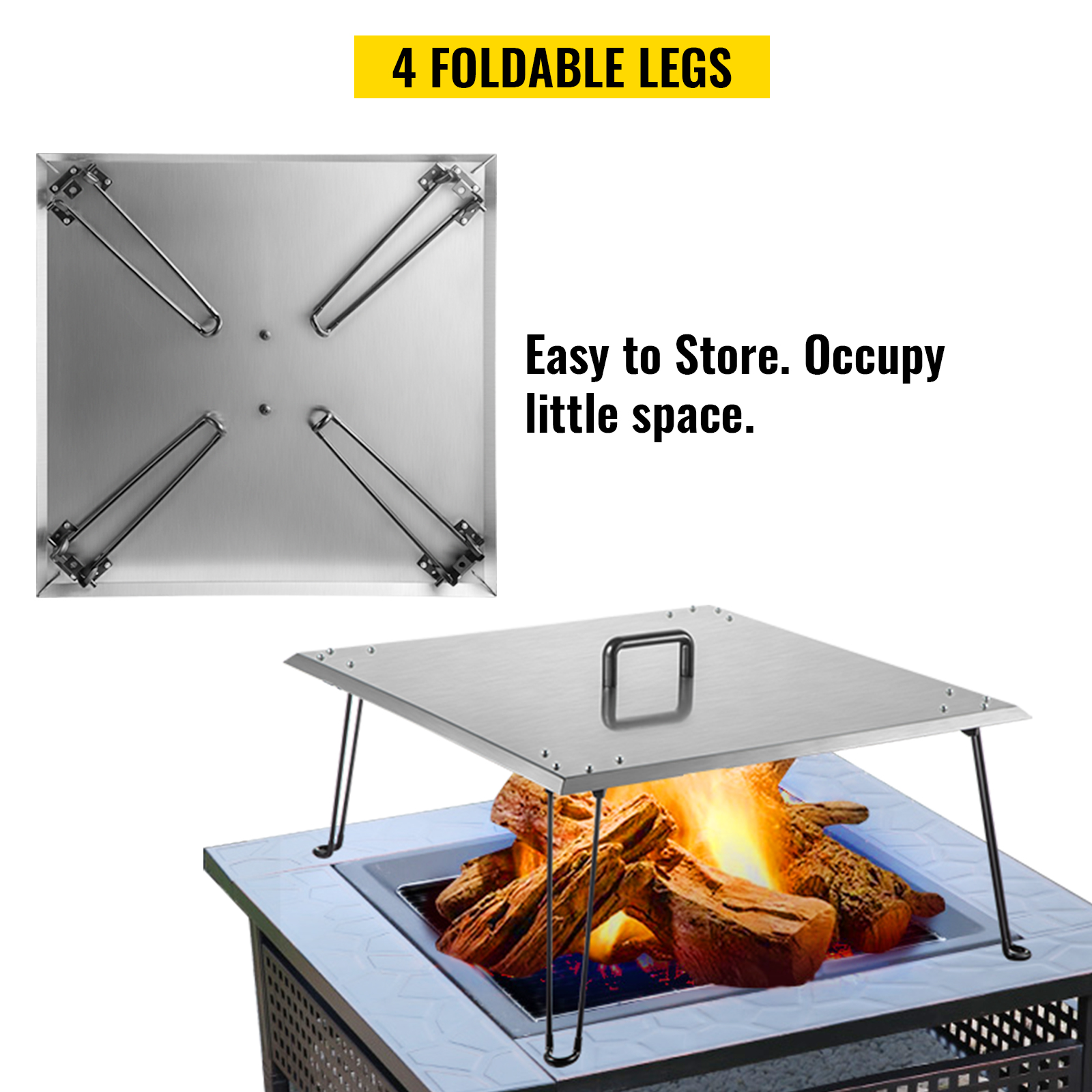 VEVOR Fire Pit Heat Deflector 24 x 24 x 13 Inch, Stainless Steel Fire ...