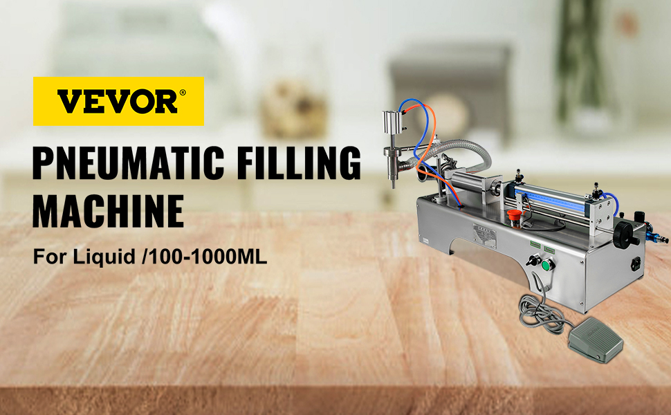 VEVOR Horizontal Full Pneumatic Liquid Filling Machine, 100-1000ml Semi ...