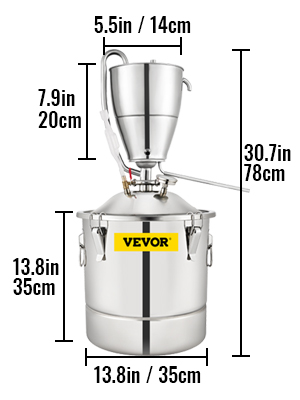 VEVOR Water Alcohol Distiller, 8 Gal/30 L, 304 Stainless Steel Still w ...