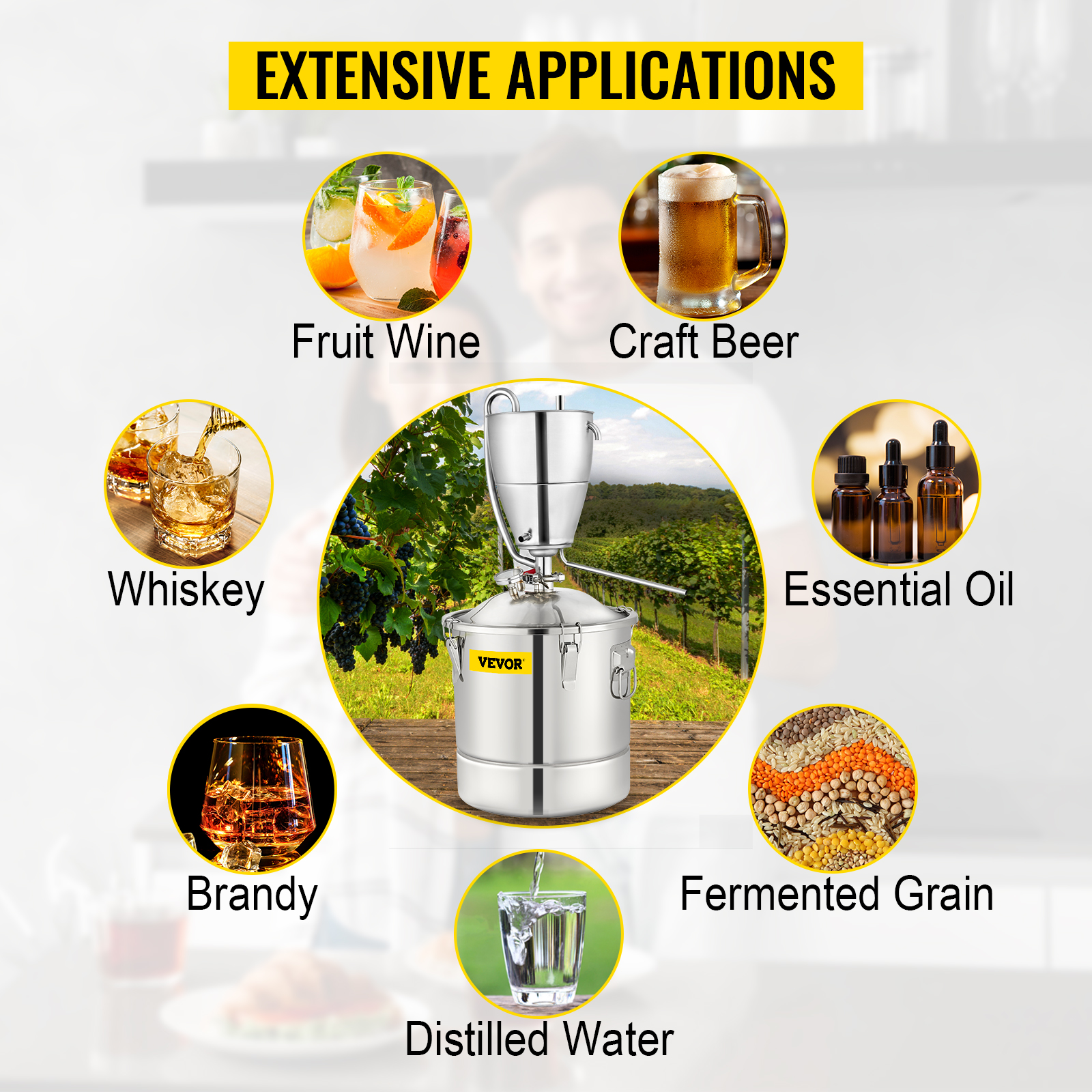 VEVOR Water Alcohol Distiller Home Brew Wine Making Kit with Pump 30 L ...