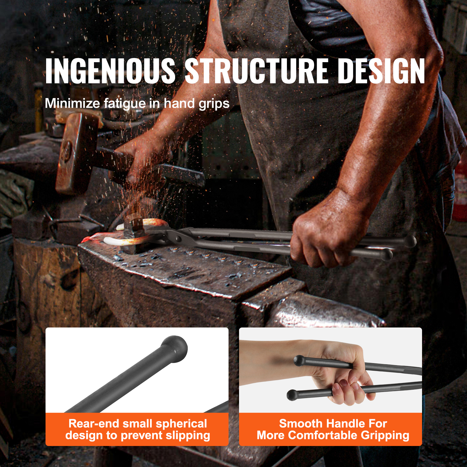 Mophorn 18” 4PCS Blacksmith Tongs Set, V-Bit, Wolf Jaw, Z V-Bit ...