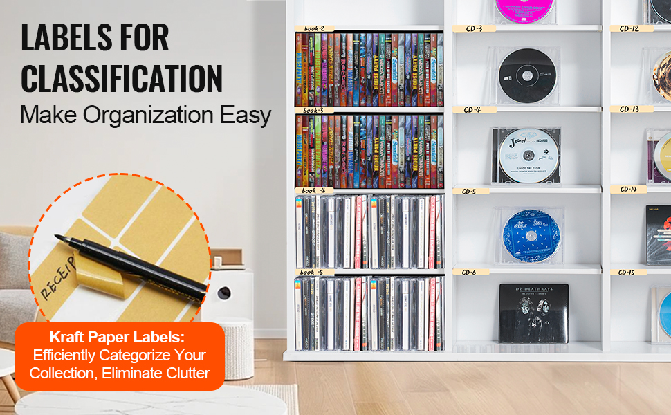 VEVOR Media Storage Cabinet 9 Layers Adjustable DVD Shelves Holds 756 ...