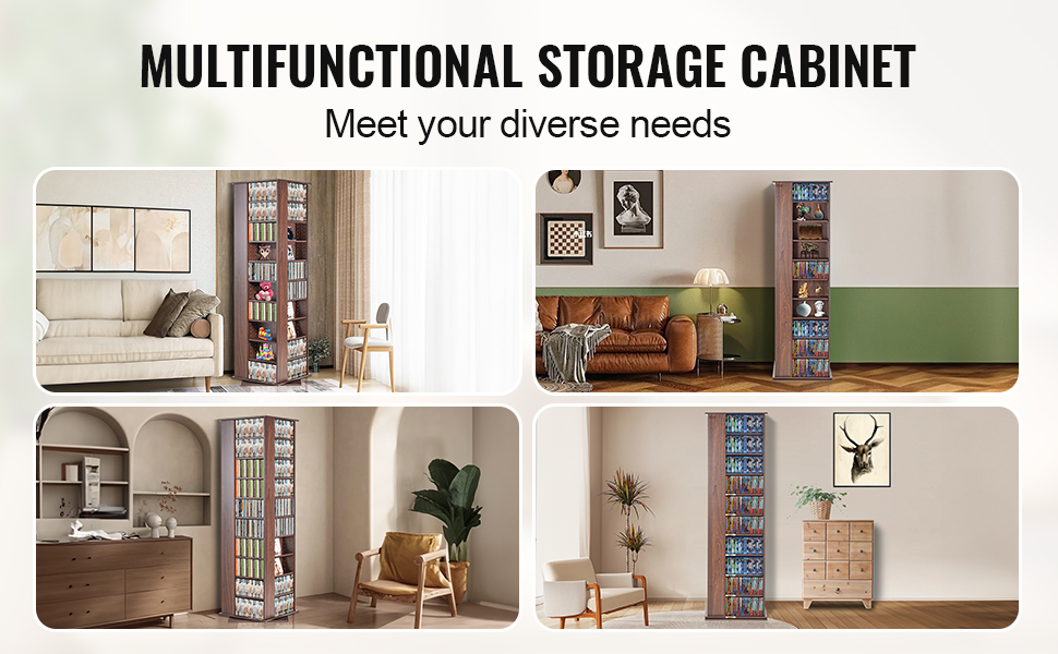 VEVOR Spinning Media Tower 4-Sided Revolving Media Tower 1040 CDs ...