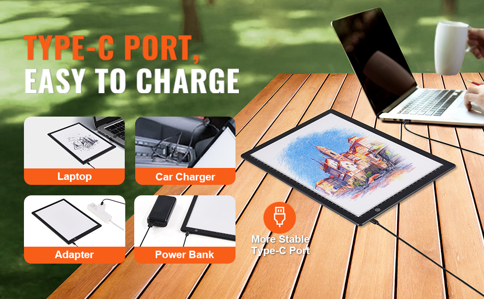 VEVOR A4 LED Light Board USB Powered Tracing Pad 3 Level Dimmable ...