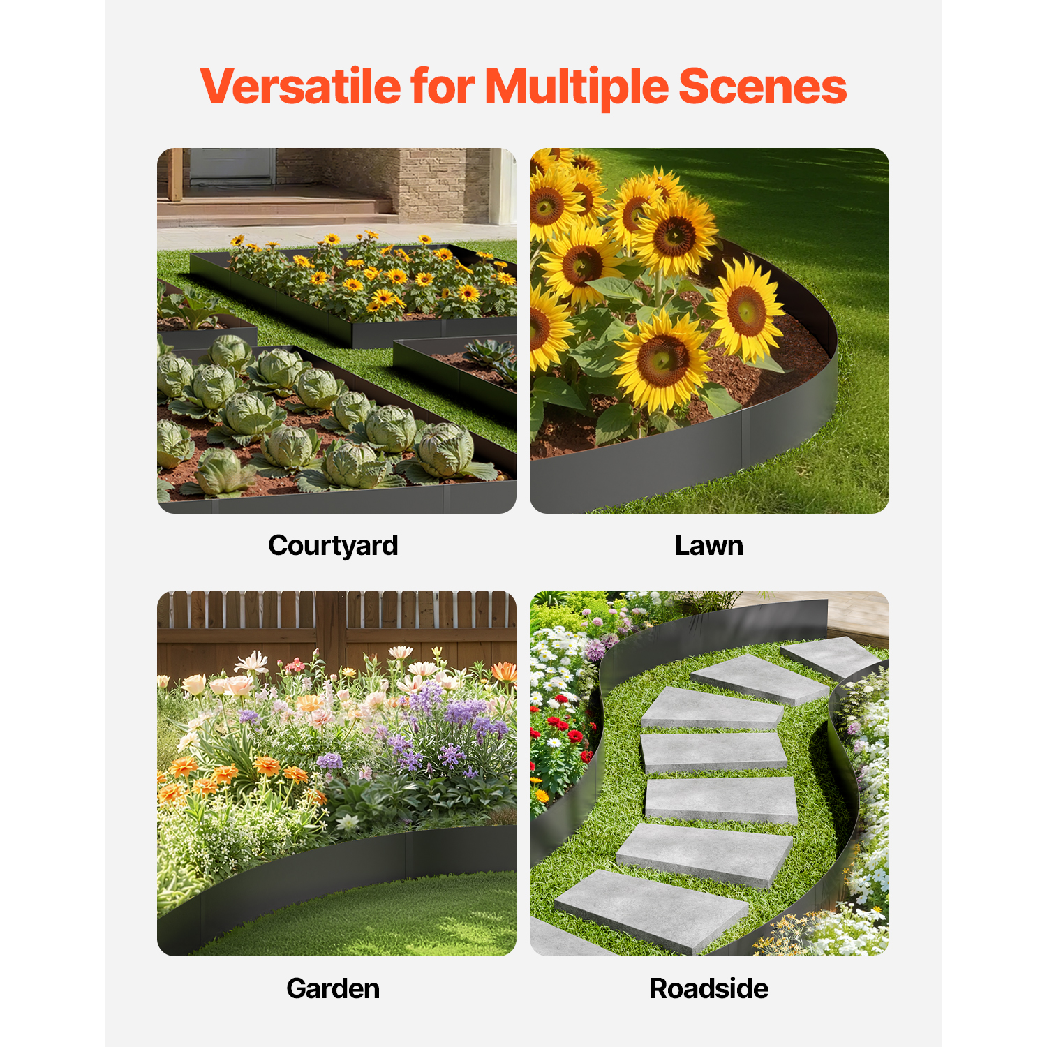 Mophorn Steel Landscape Edging, Set of 4, 40 x 12 in, Rust-Resistant ...