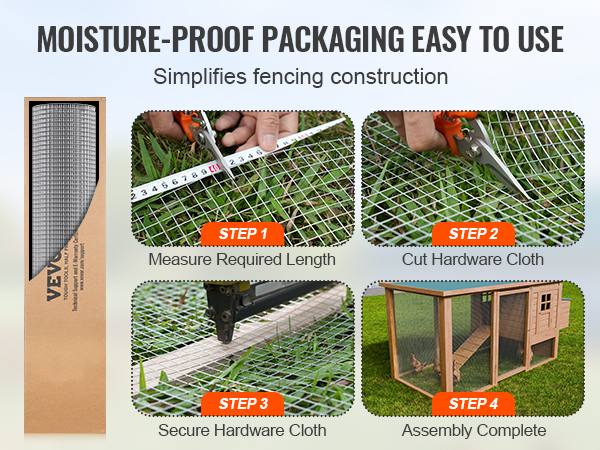 VEVOR Hardware Cloth, 1/2 inch 36in x 50 ft 19 Gauge, Hot Dipped ...