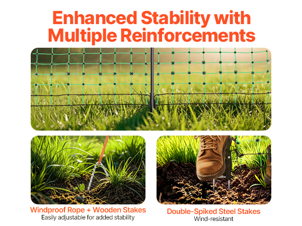 VEVOR Electric Fence Netting, 42" H x 164' L, PE Net Fencing with Posts ...