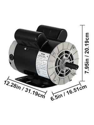 VEVOR Air Compressor Electric Motor, 5 HP SPL 3450 RPM, 208-230 Volt 3.1 KW Single Phase, 56 ...