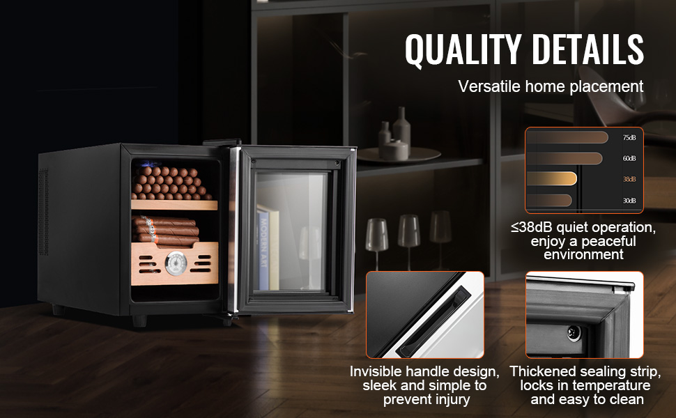 VEVOR Electric Cigar Humidor, 16L Cigar Humidor Cabinet with Heating ...