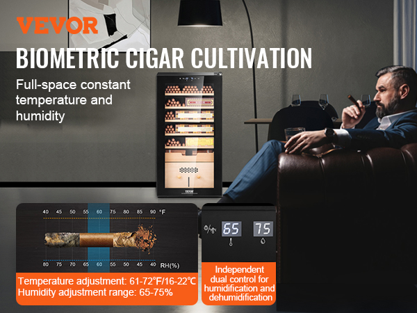 VEVOR Electric Cigar Humidor, 500 Count Cigar Humidor Cabinet with ...