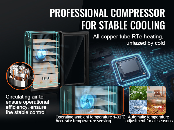 VEVOR Electric Cigar Humidor, 500 Count Cigar Humidor Cabinet with ...