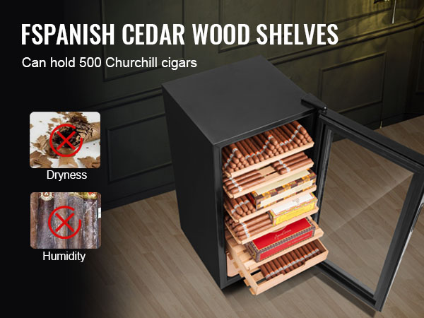 VEVOR Electric Cigar Humidor, 500 Count Cigar Humidor Cabinet with ...