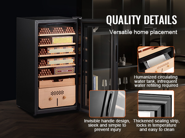 VEVOR Electric Cigar Humidor, 500 Count Cigar Humidor Cabinet with ...