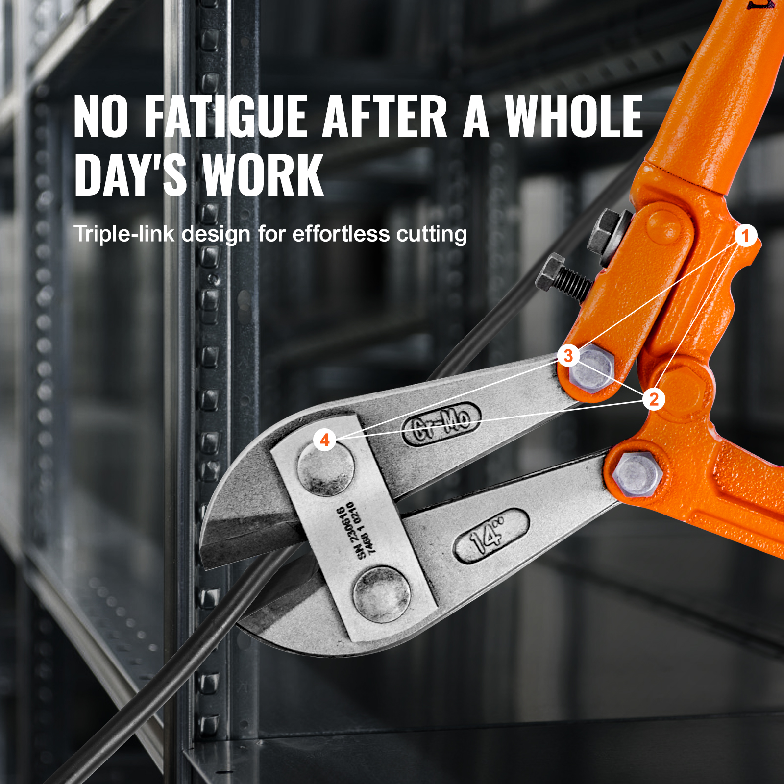 VEVOR Bolt Cutter 8/14/18/24" Lock Cutter Bimaterial Handle with Rubber ...