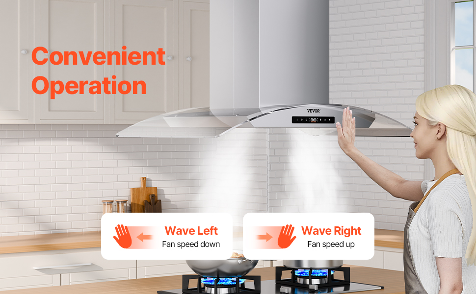 VEVOR 30" Wall Mount Range Hood Ceiling Mount Vent 800CFM Gesture ...