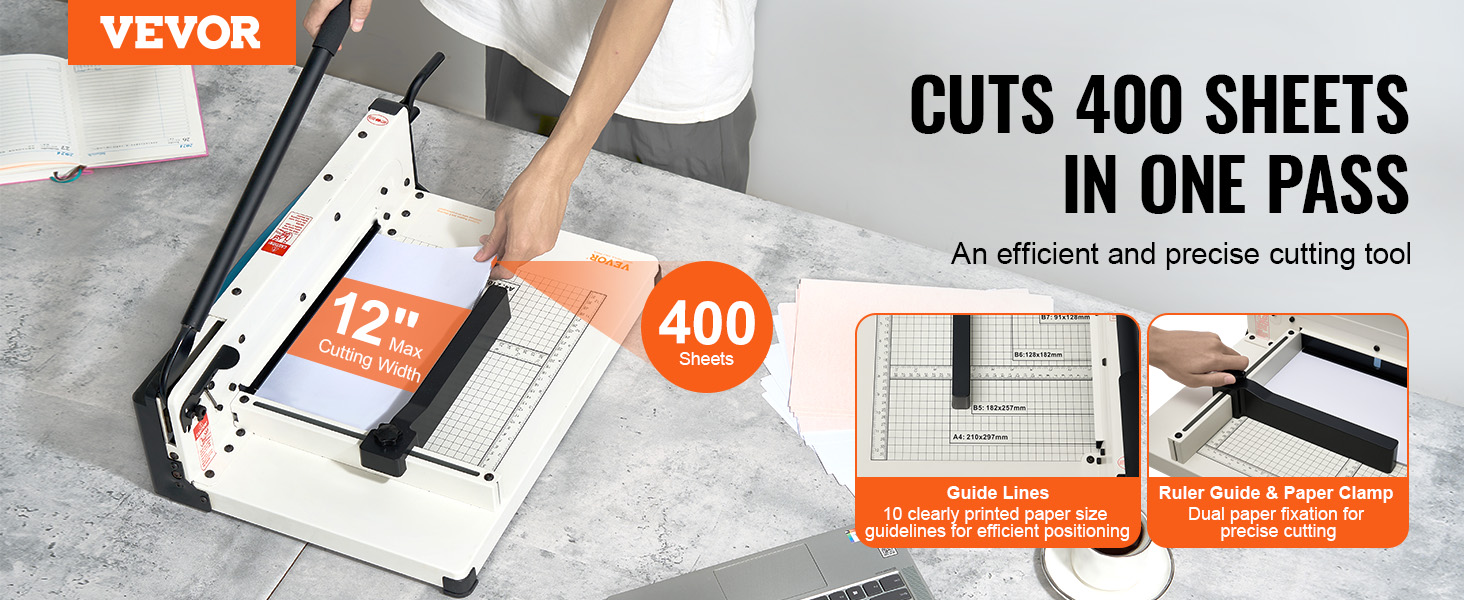 Massicot VEVOR 12" A4 Massicot à guillotine Capacité de 400 feuilles ...