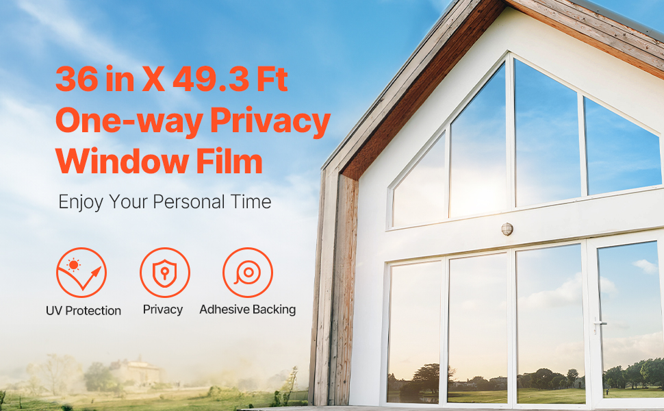 One Way Privacy Window Film Daytime Sticker Tint Self-Adhesive Silver ...