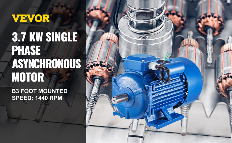 VEVOR 3.7kW 5HP 1440RPM Single Phase Electric Motor 220V Asynchronous ...