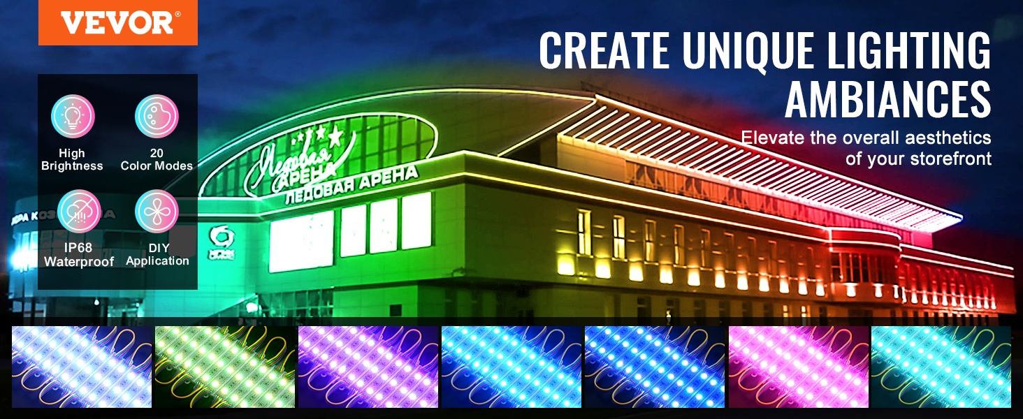 VEVOR 400PCS LED Storefront Lights, 207 ft, LED Module Lights, 5050 SMD ...