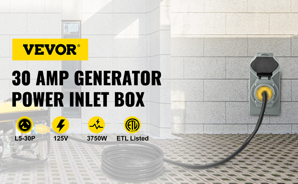 VEVOR Generator Inlet Box, 30amp Power Box, L5-30P Power Inlet Box, 3 ...