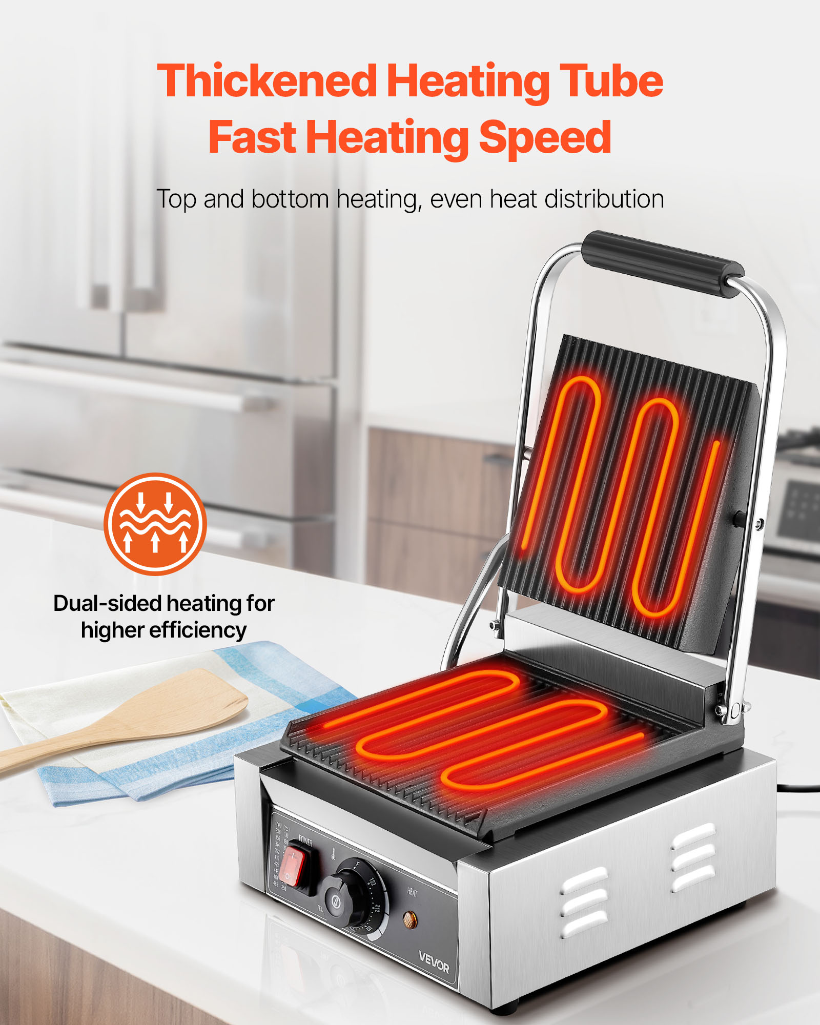 Commercial Panini Press Grill Electric Sandwich Maker Griddle 9"/14"/19 ...