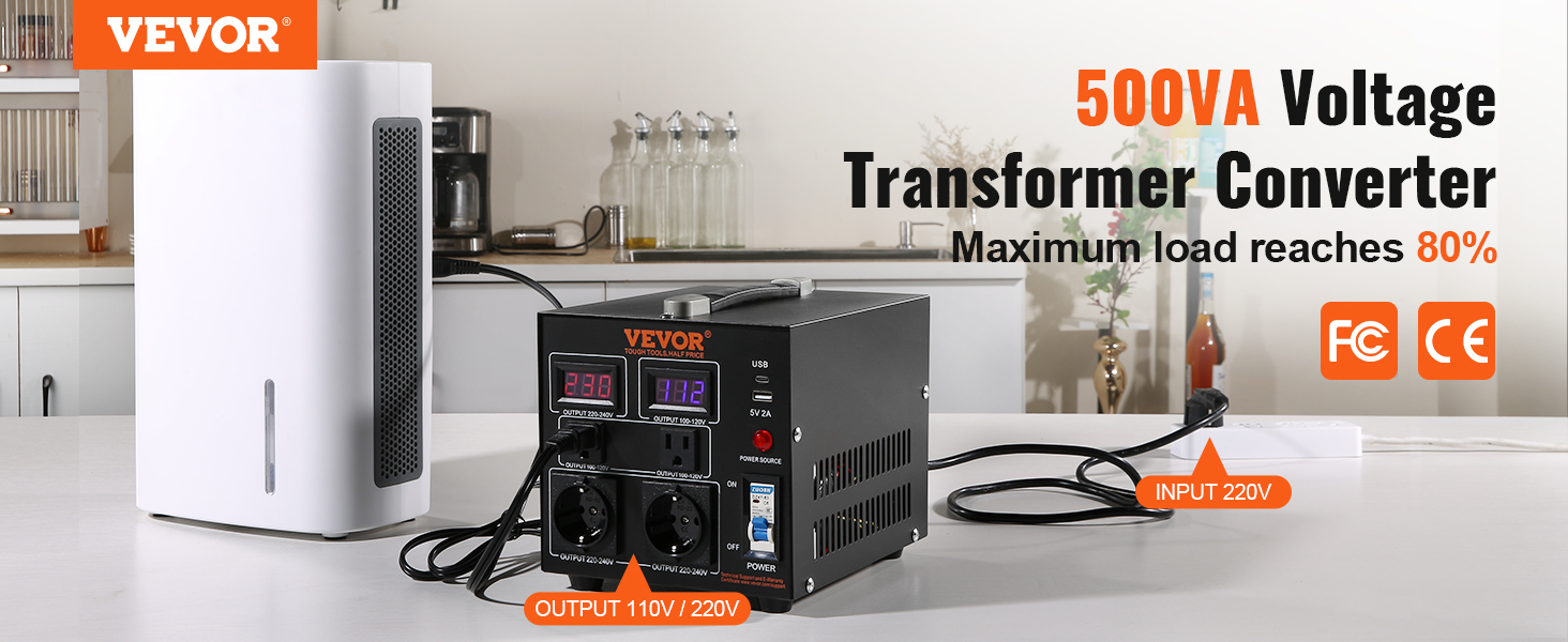 VEVOR 500VA Spannungswandler Transformator AC 110V⇋220V Transformer ...