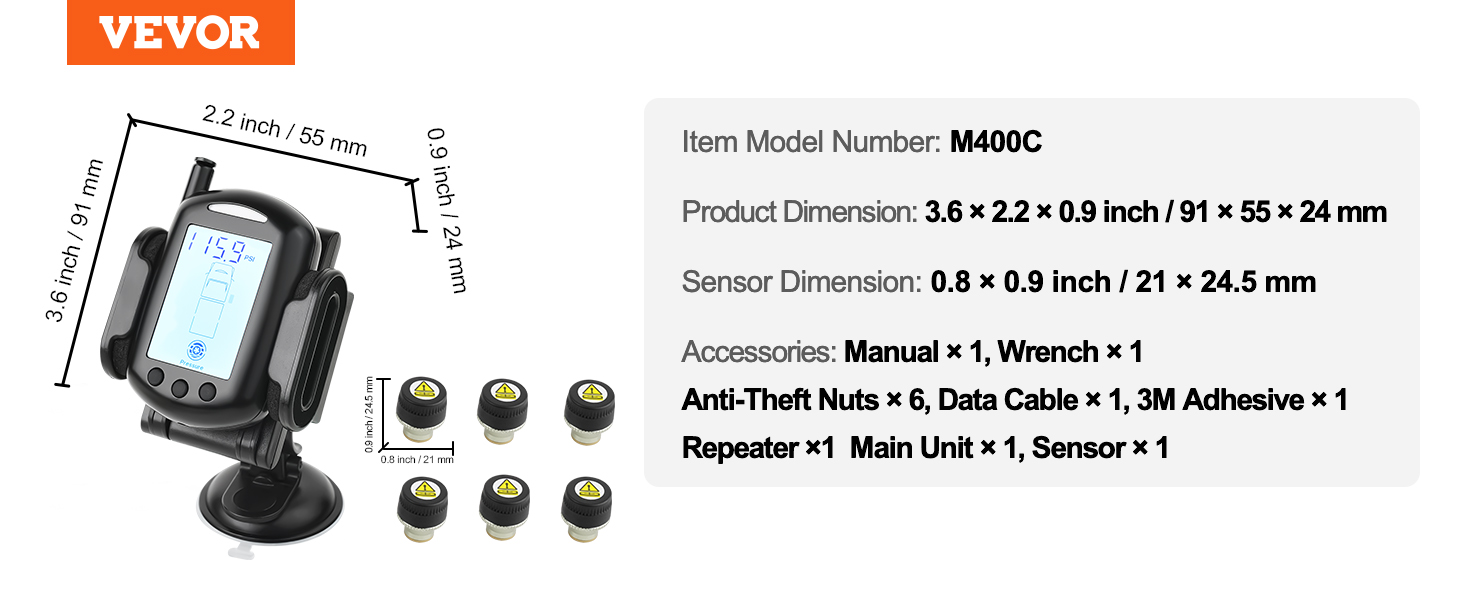 VEVOR RV Tire Pressure Monitoring System Real Time Trailer TPMS 6 Sensors | VEVOR US