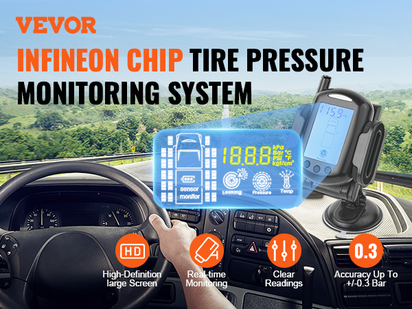 VEVOR RV Tire Pressure Monitoring System Real Time Trailer TPMS 6 Sensors | VEVOR US