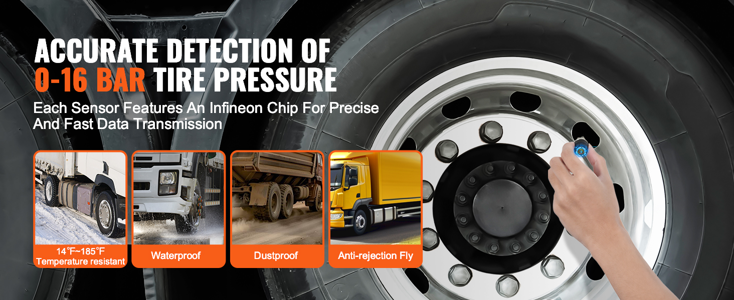 VEVOR RV Tire Pressure Monitoring System Real Time Trailer TPMS 6 ...