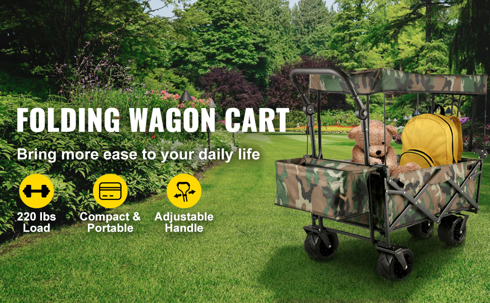 Mophorn Camouflage Collapsible Wagon Cart Foldable Removable Canopy ...