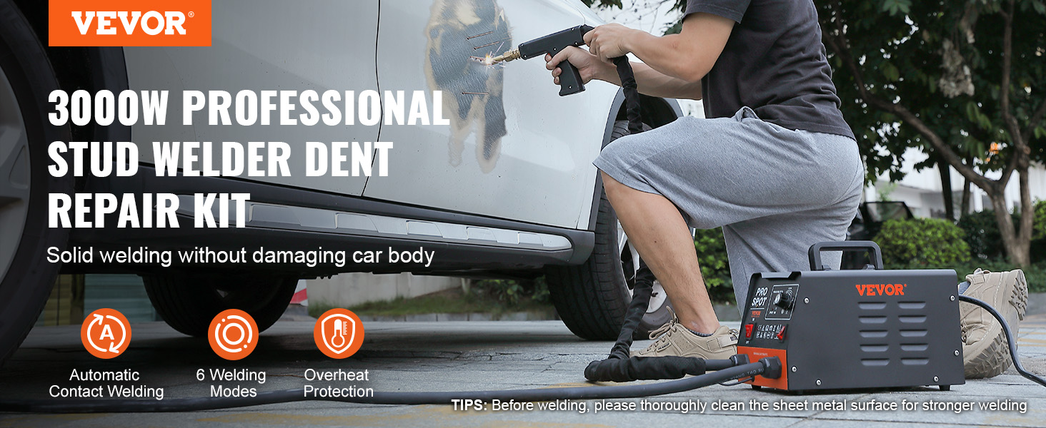 VEVOR Stud Welder Dent Repair Kit, 3KW Spot Welder Dent Puller with 6 ...