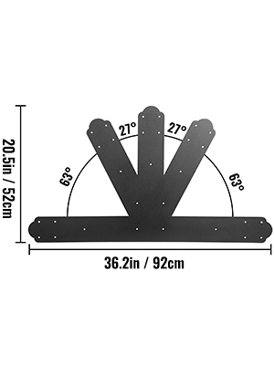 VEVOR Gable Plate, Black Powder-Coated Truss Connector Plates, 6:12 ...