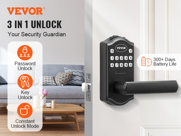 VEVOR Keyless Entry Door Lock, Electronic Keypad Entry Lever, Password ...