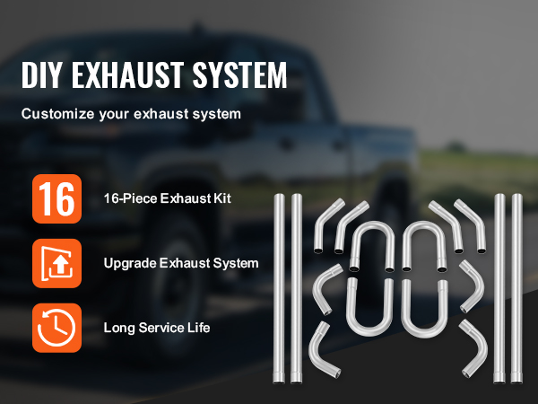 VEVOR DIY Universal Exhaust Kit 16 Pieces Exhaust Pipe Kit with Slip ...