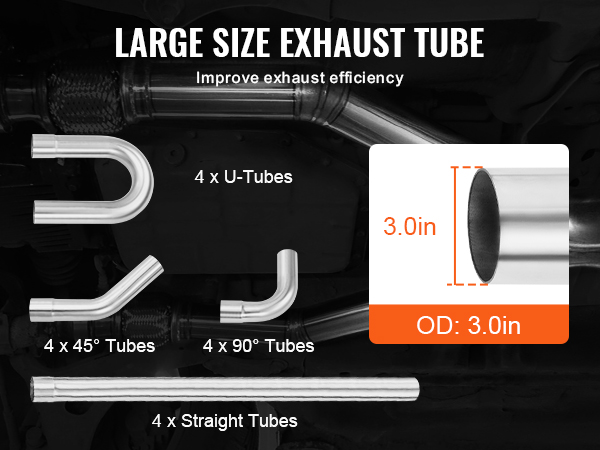 DIY Universal Exhaust Kit 16 Pieces Exhaust Pipe Kit with Slip-Fit ...