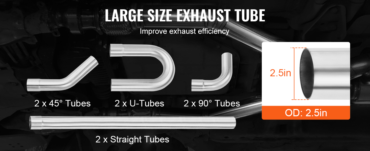 VEVOR DIY Universal Exhaust Kit 8 Pieces Exhaust Pipe Kit with Slip-Fit ...