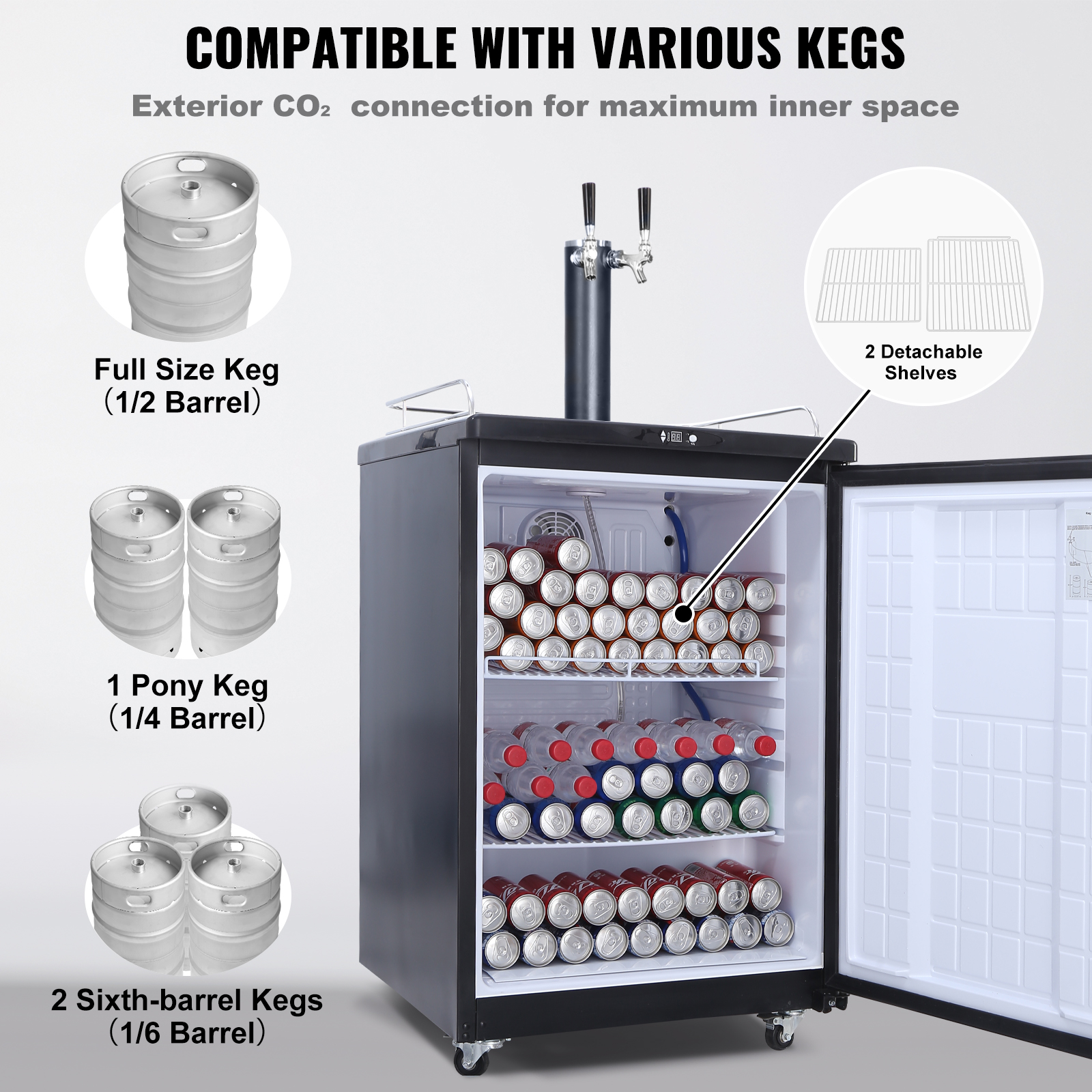 Beer Kegerator Draft Beer Dispenser Full Size Keg Refrigerator 1 / 2 ...