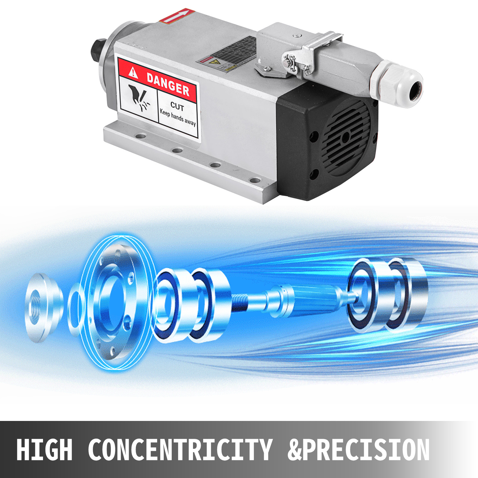VEVOR Air Cooled Spindle Motor, 1.5KW Square CNC Spindle Motor, ER11 ...