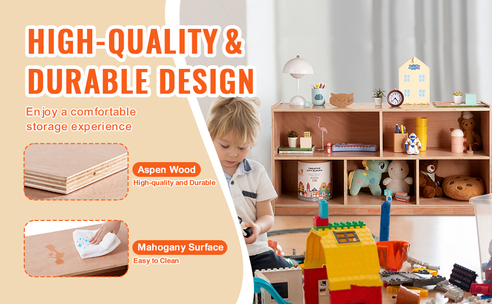 VEVOR Cubby Toy Organizer Storage Cabinet, 5-Compartment Cubby Storage ...