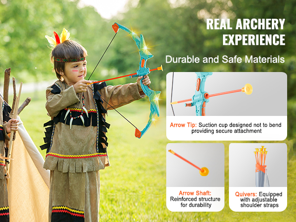 VEVOR Kids Bow and Arrow Set LED Light Up Outdoor Archery Kit Children ...