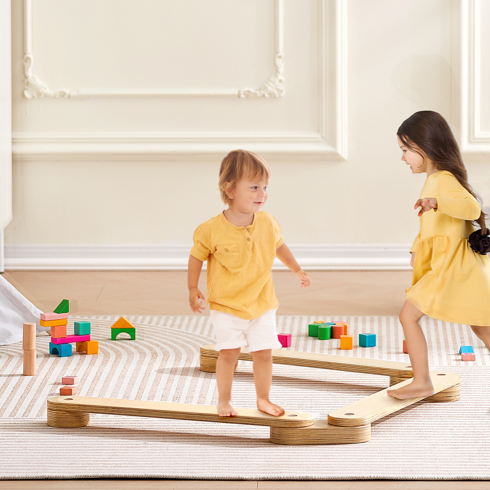 VEVOR Kids Balance Beam Stepping Stones Gymnastics Children Balance ...