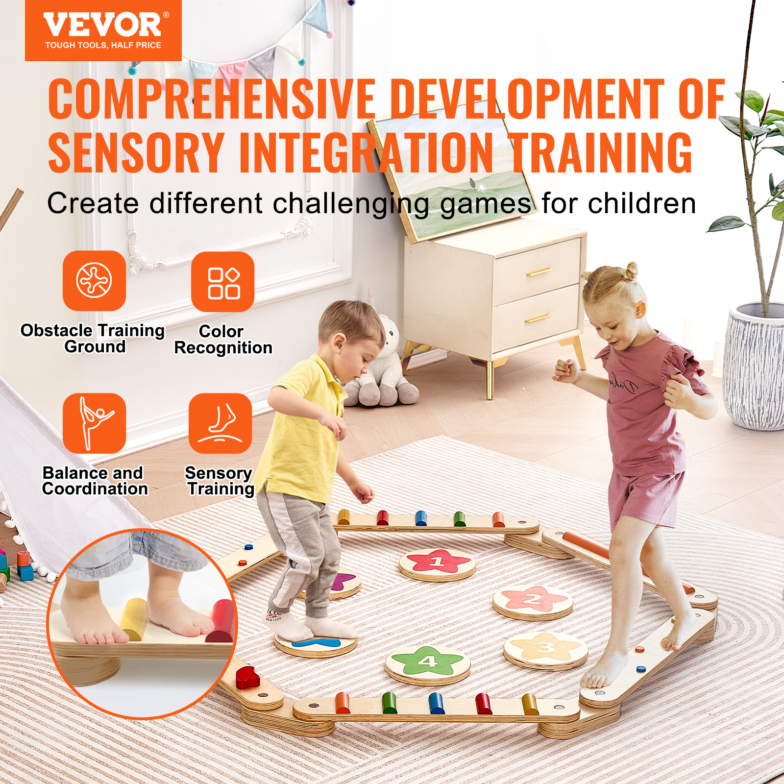 Balance Stepping Stones Kids Light Up 8-Piece Light-Up Stepping Stones ...