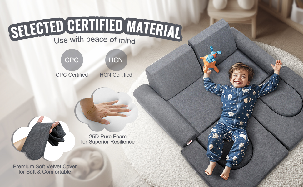 VEVOR Kids Couch, 10Pcs Modular Kids Play Couch, Toddler Couch Sofa Bed ...