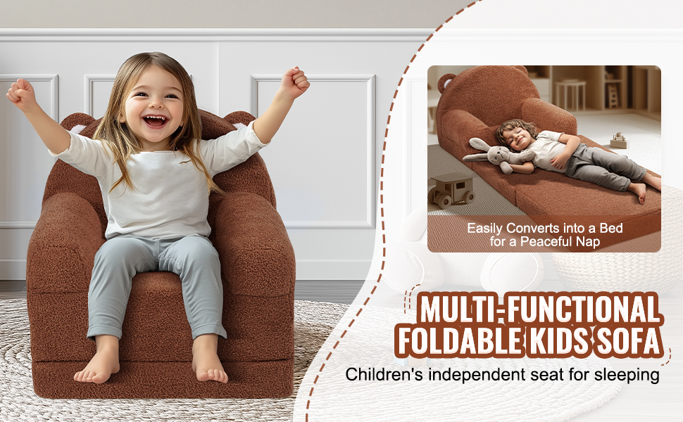 VEVOR Kids Couch, 2-in-1 Toddler Chairs Comfy, Toddler Couch Sofa Bed ...