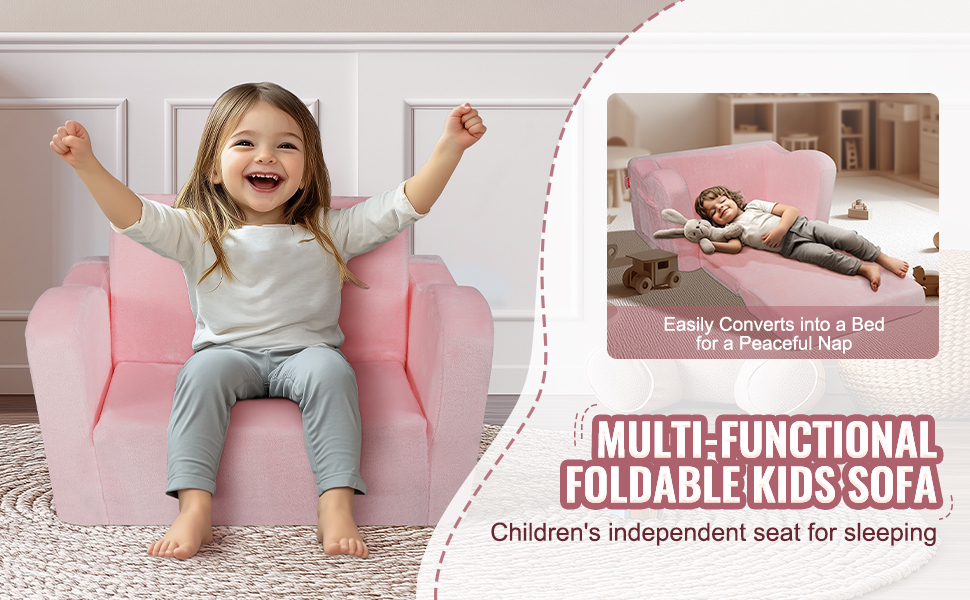 VEVOR Baby Chair Foldable 2-in-1 Comfy Baby Lounger Couch Kids Sofa ...