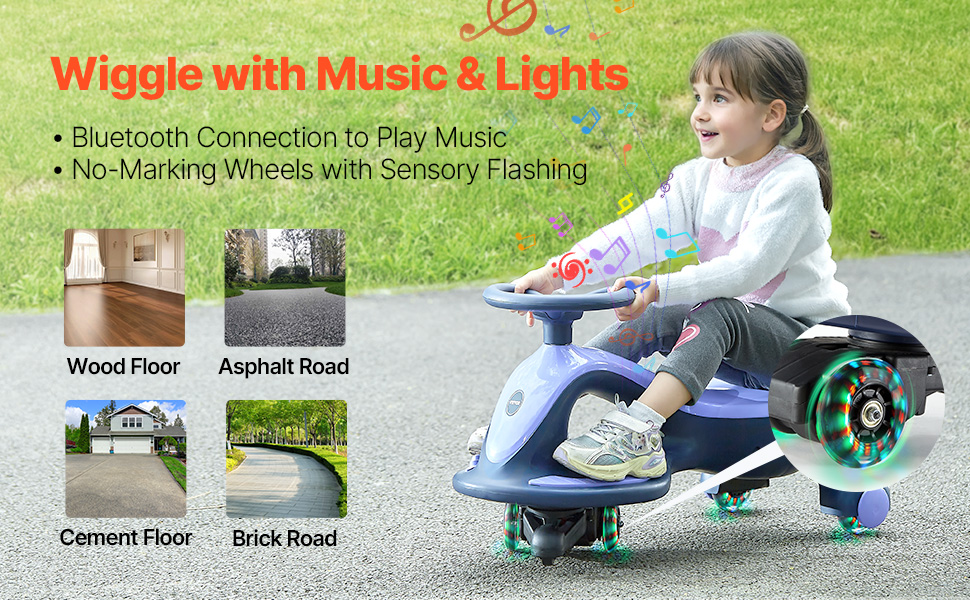 VEVOR Electric Wiggle Car Energy Powered Kids Ride on Toys for Toddler ...