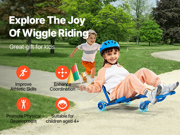 Ride on Scooter 132 lbs Powered by Zig-Zag Motion Drift Cart for Kids ...