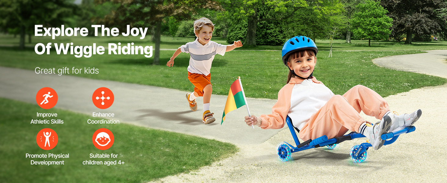 Ride on Scooter 132 lbs Powered by Zig-Zag Motion Drift Cart for Kids ...