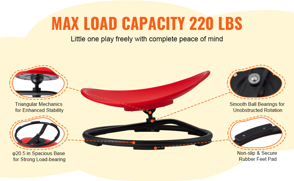 VEVOR Autistic Kids Spinning Chair 220 lbs Non Slip Sensory Swivel ...